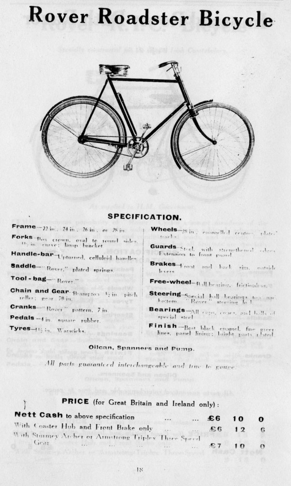 1908 Rover Roadster – The Online Bicycle Museum