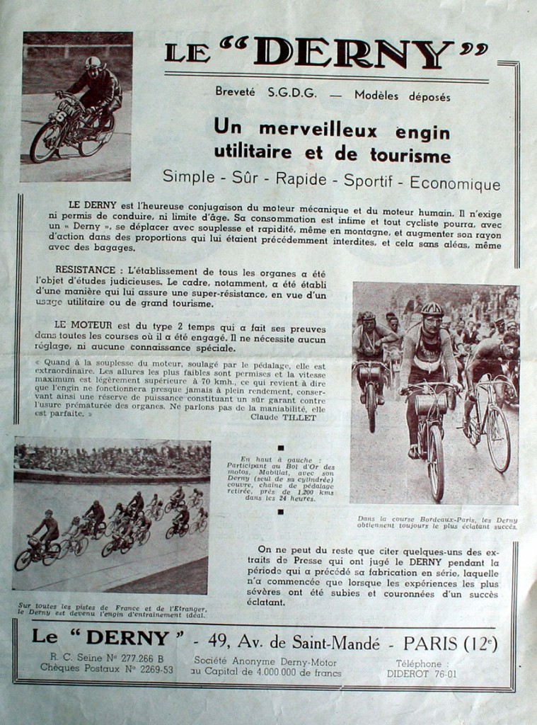 1952 Cyclotandem Derny (98cc Zurcher Engine) – The Online Bicycle Museum