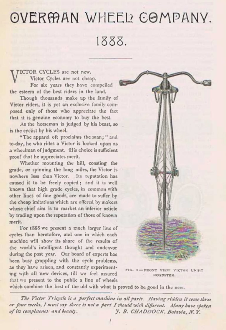 1889/1890 Overman Victor Spring-fork Safety – The Online Bicycle Museum