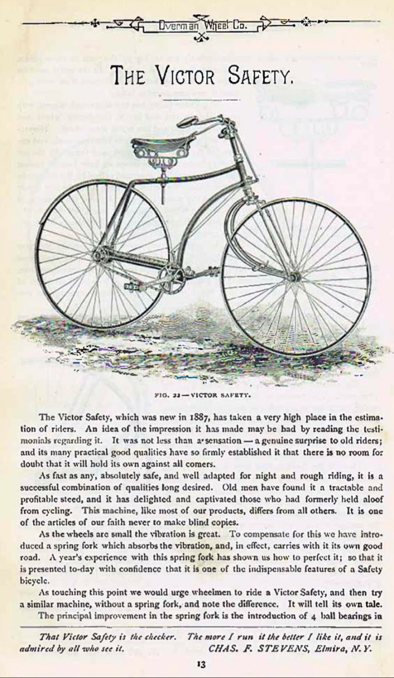 1887 Victor Safety Crossframe Springfork 52 – The Online Bicycle Museum