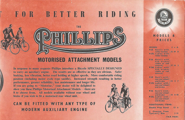 1955 Phillips Motorised Bicycle – The Online Bicycle Museum