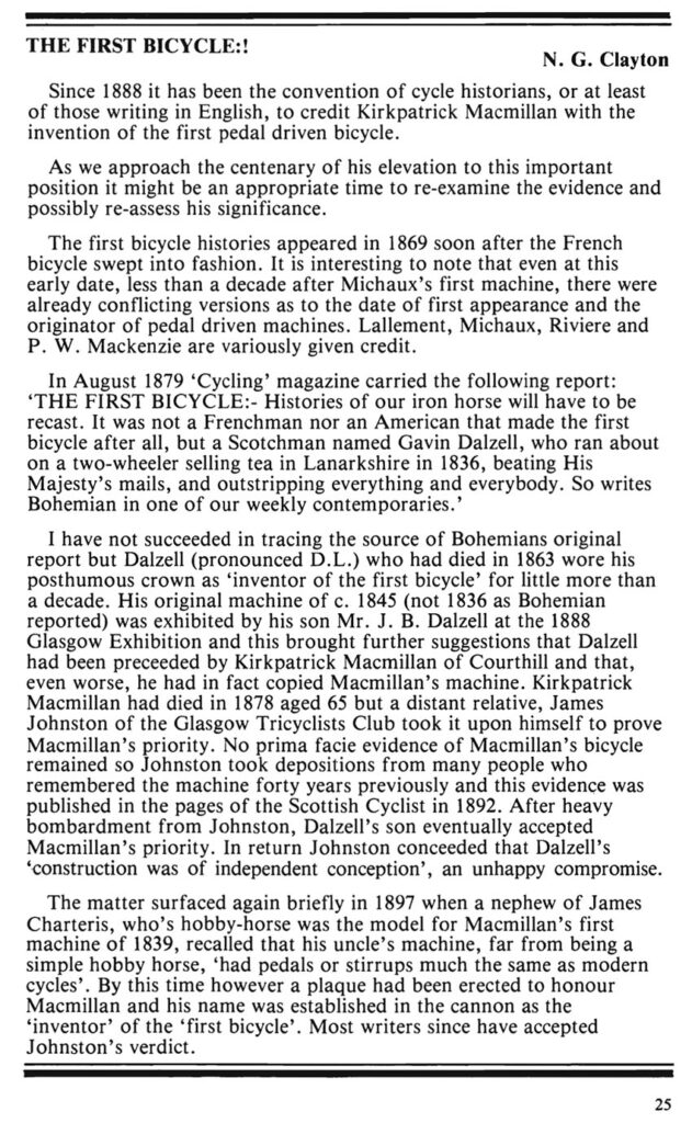 1845 Gavin Dalzell Bicycle (replica) – The Online Bicycle Museum