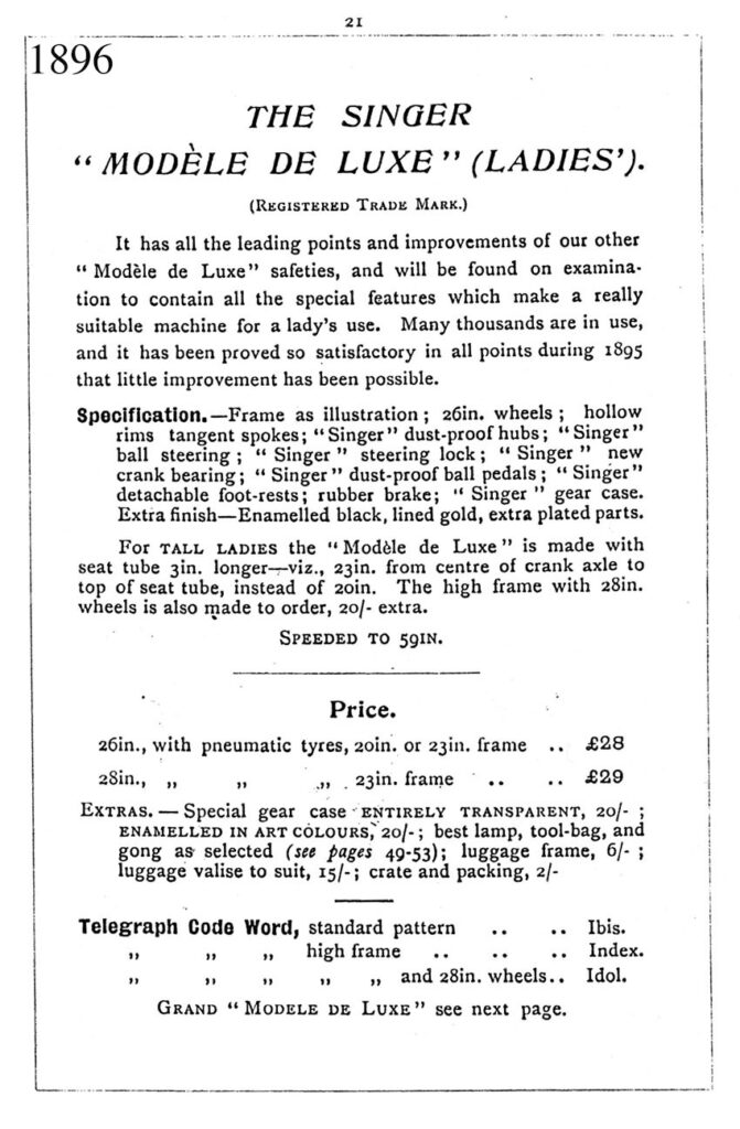 1900 Singer 'Modele de Luxe' Ladies – The Online Bicycle Museum