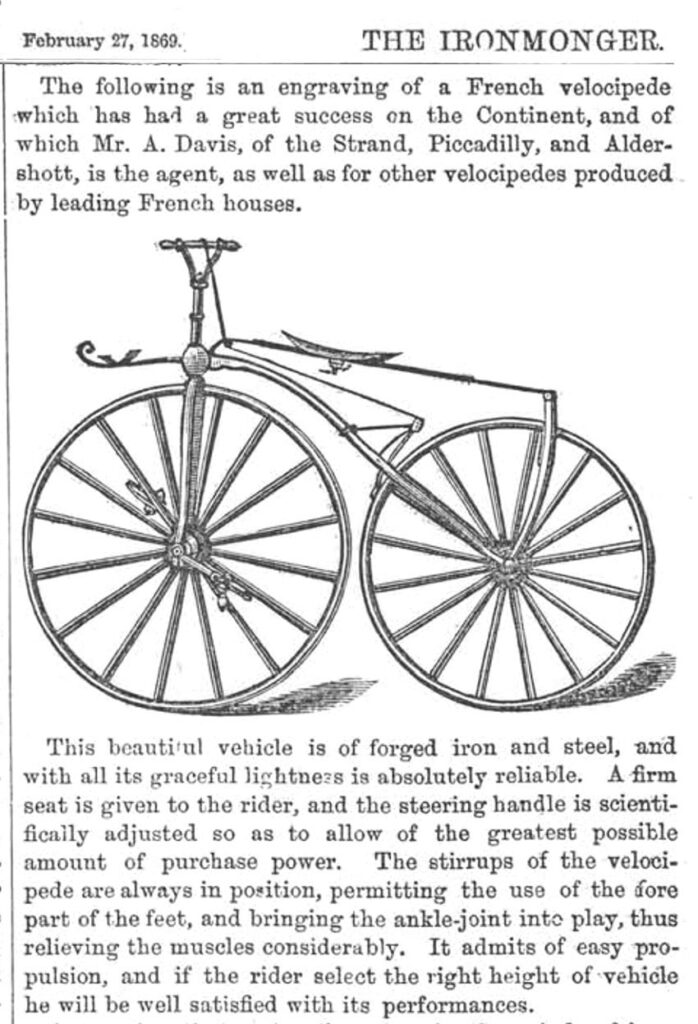 1869 Velocipede. E.R Ransome, French Velocipede Co – The Online Bicycle ...
