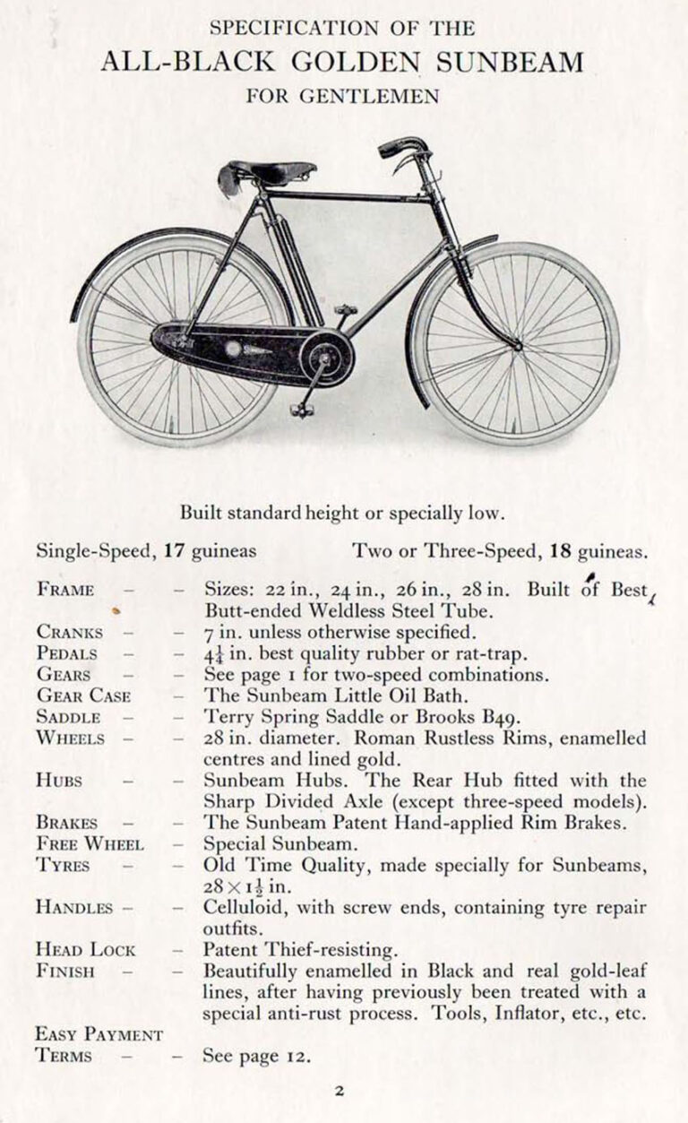 1929 Special Sunbeam Light Roadster – The Online Bicycle Museum