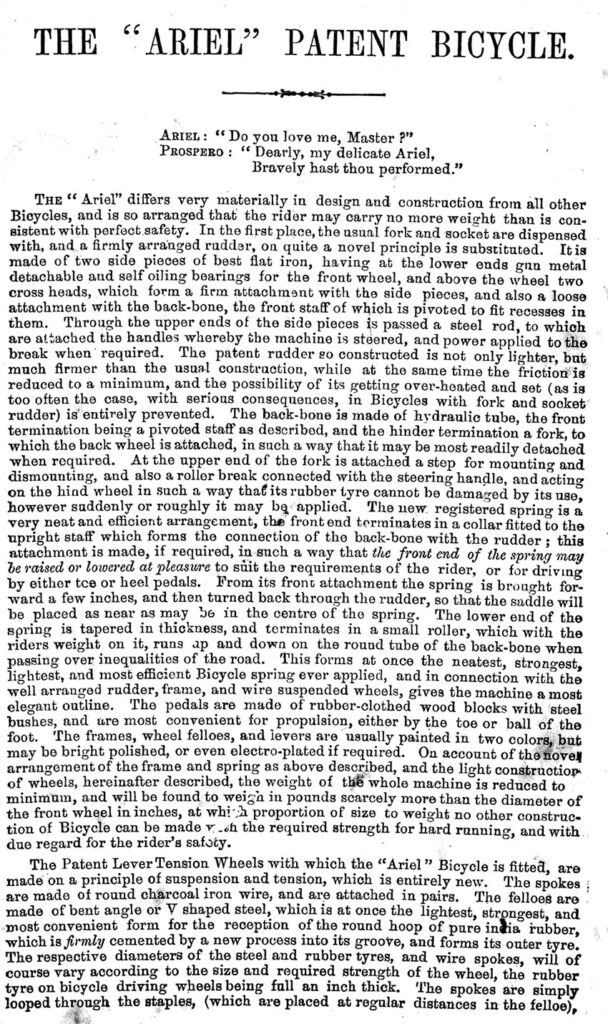 1876 Haynes & Jefferis Ariel No 2 (Starley & Hillman patent) – The ...